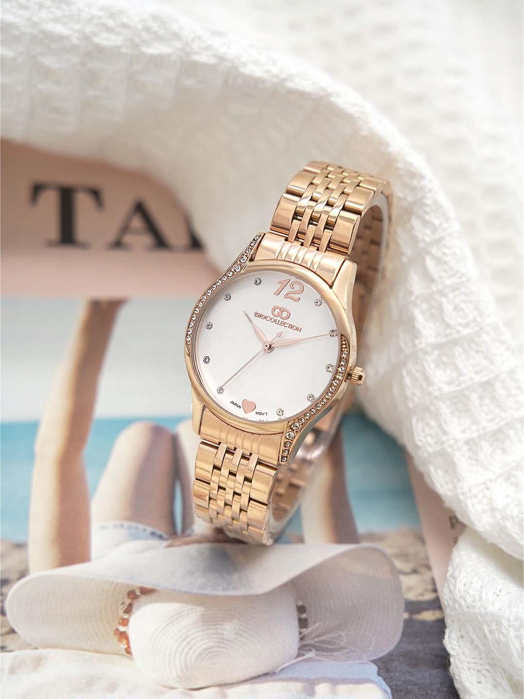 Buy GIO COLLECTION Women Embellished Dial & Stainless Steel Straps ...