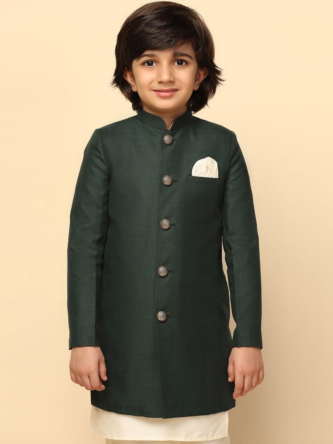 Buy KISAH Boys Mandarin Collar Longline Indowestern Sherwani - Jackets ...