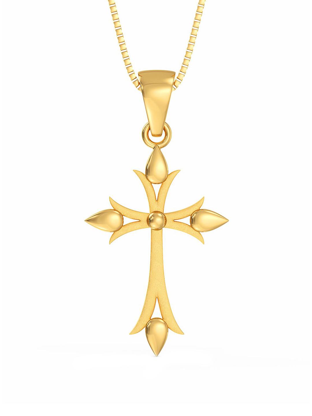 Buy Joyalukkas 22KT Sharp Edged Holy Cross Pendant Gold 1.22 Gm ...