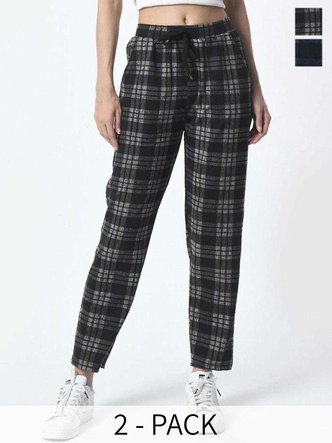 Buy BAESD Women Pack Of 2 Checked Dry Fit Track Pants - Track Pants for ...