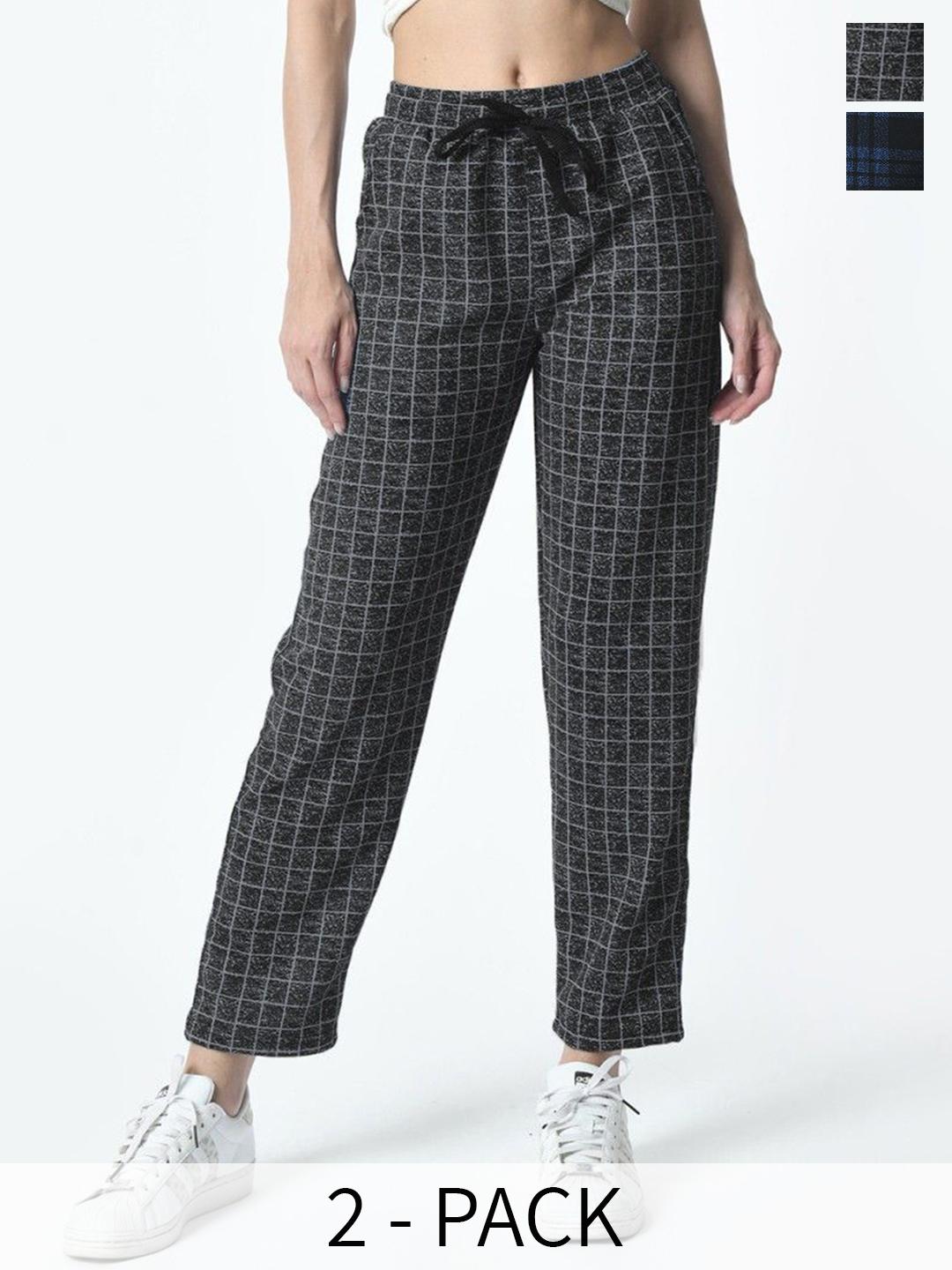 Buy BAESD Pack Of 2 Dry Fit Check Printed Dry Fit Lower Track Pants ...