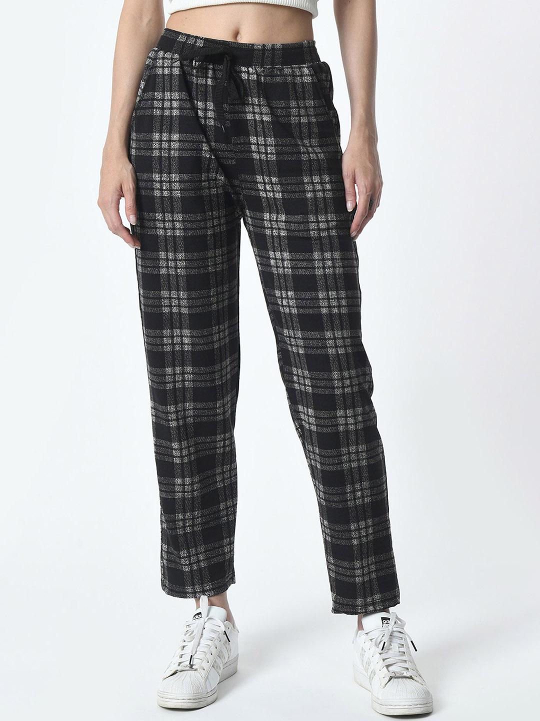 Buy BAESD Women Checked Dry Fit Mid Rise Track Pants - Track Pants for ...