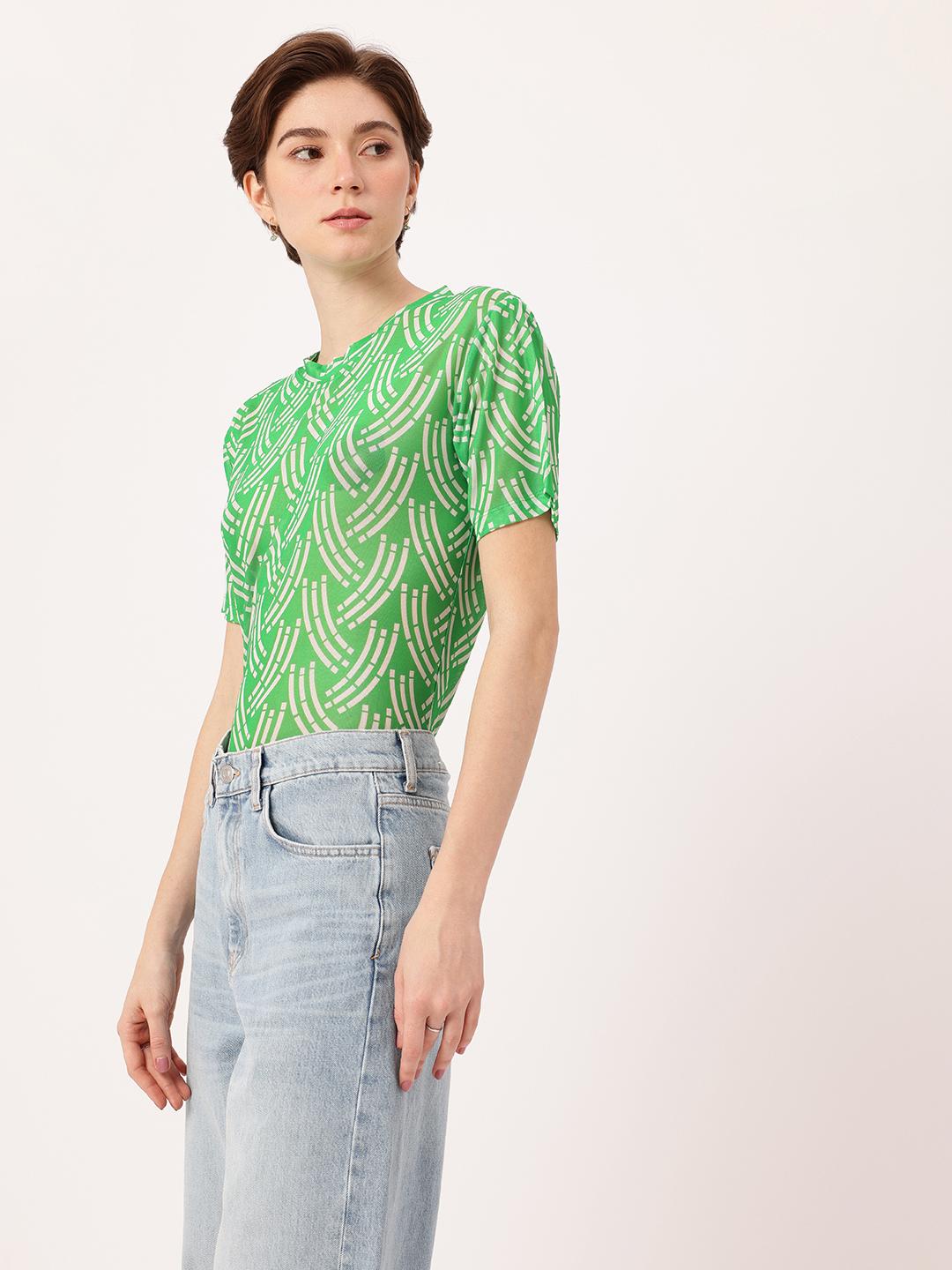 Buy DressBerry X Fwd Printed Semi Sheer Soft Net Longline Top - Tops ...