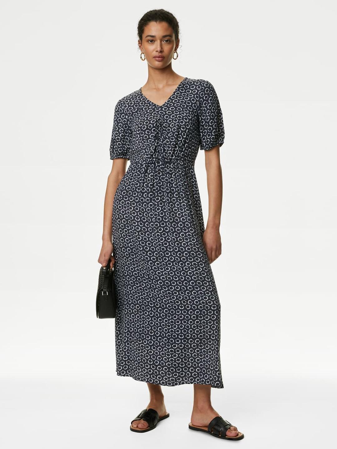 Buy Marks & Spencer Print Puff Sleeve Maxi Dress - Dresses for Women ...