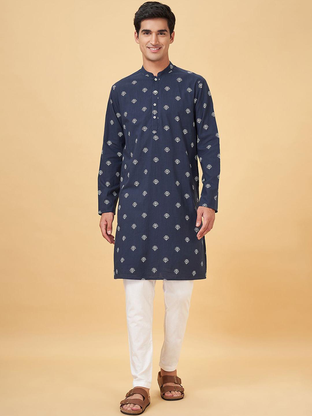 Buy Indus Route By Pantaloons Geometric Printed Mandarin Collar Pure ...
