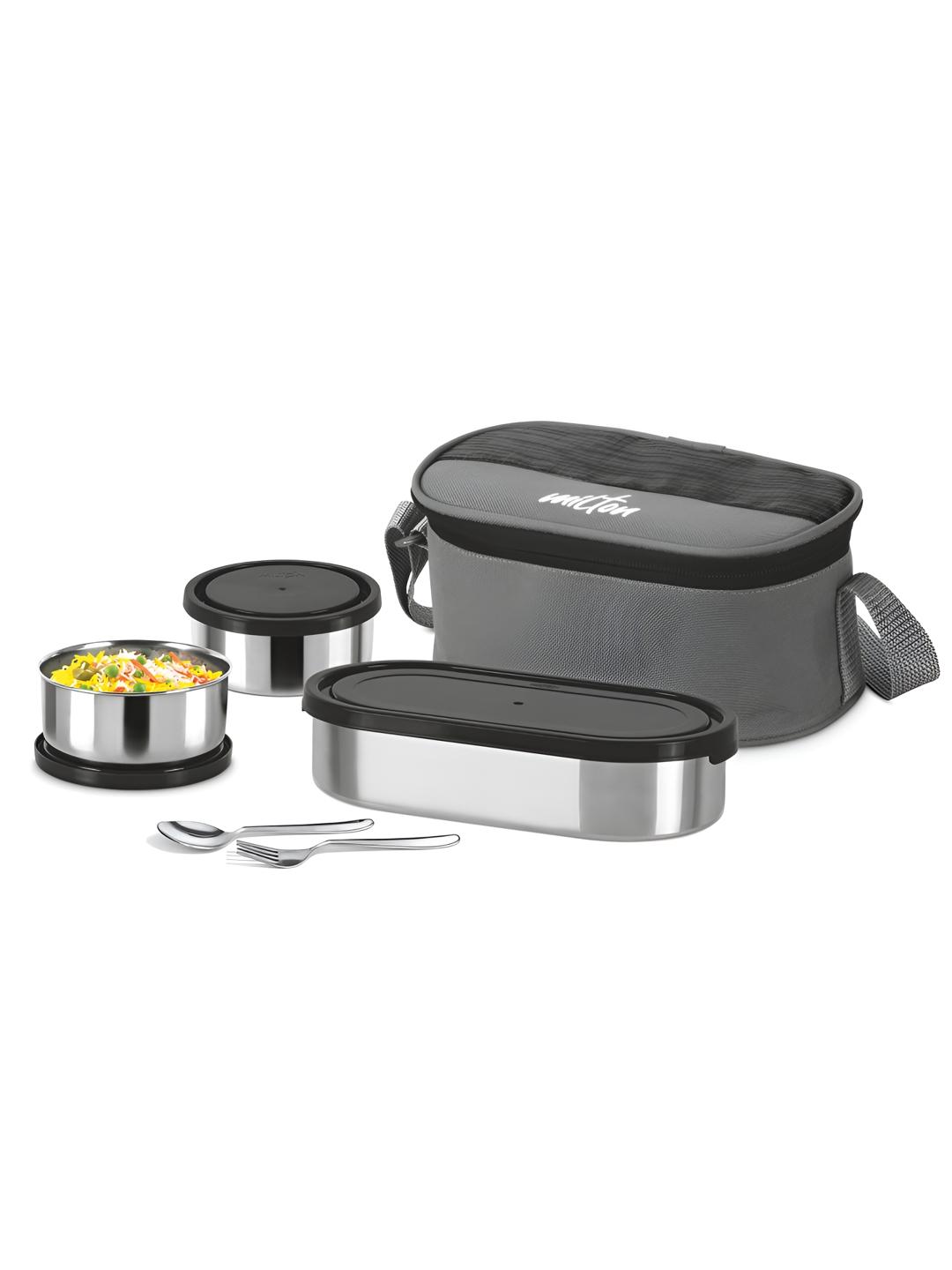 Buy Milton Master Max Black 3 Pieces Stainless Steel Lunch Box - Lunch ...
