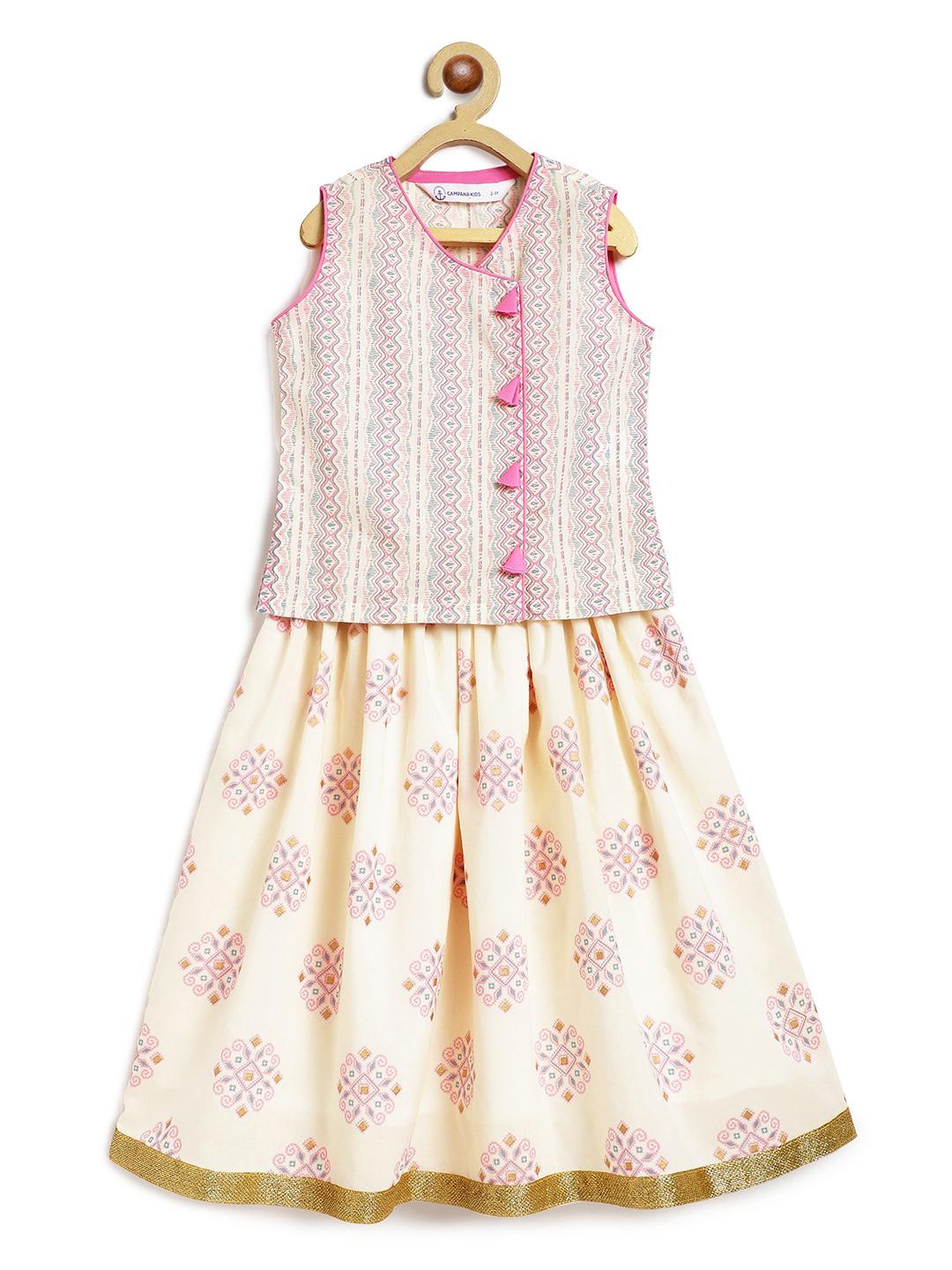 Buy Campana Girls Printed Khari Print Ready To Wear Lehenga & - Lehenga ...