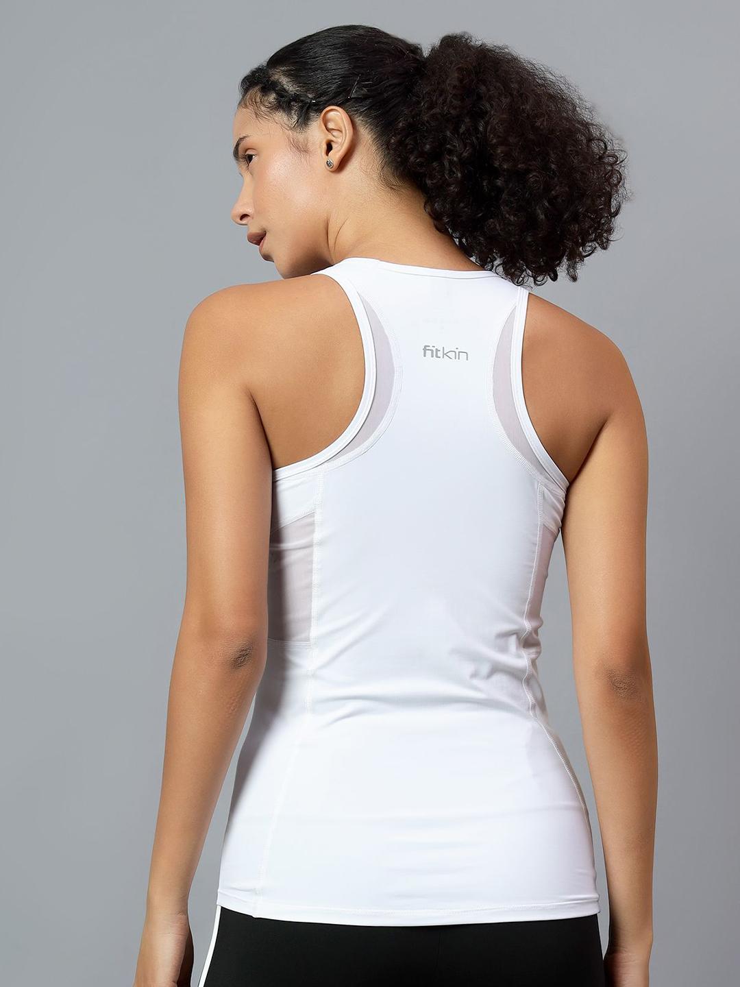 Buy Fitkin Women White High Intensity Training Tank - Tops for Women ...