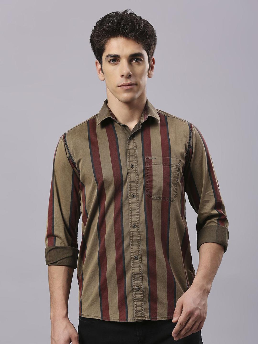 Buy Klub Fox Men Striped Spread Collar Casual Slim Fit Shirt - Shirts ...
