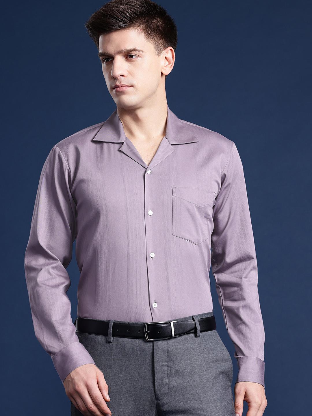 Buy Hancock Men Self Design Cotton Stretch Cuban Collar Relaxed Fit ...