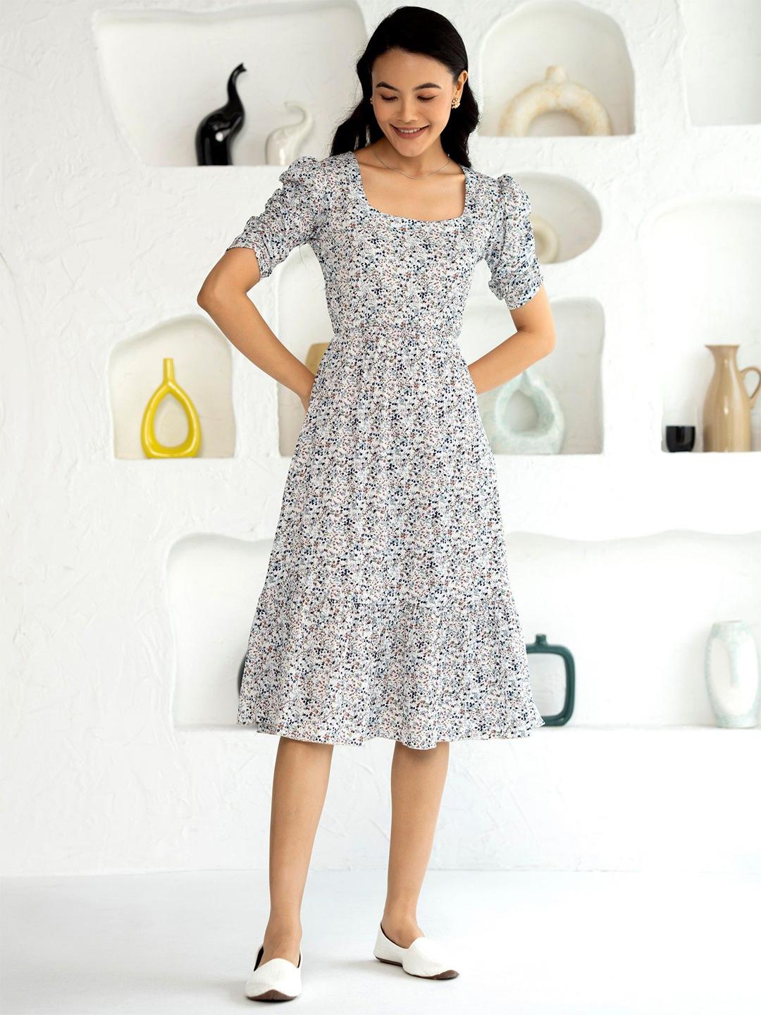 Buy Aask Floral Print Fit Flare Dress Dresses For Women 30032550