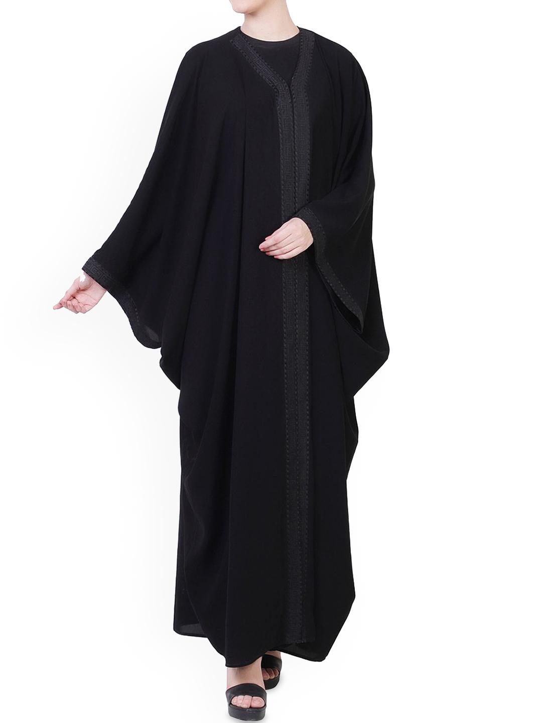 Buy MUSHKIYA Front Open Kaftan Abaya Burqa With Lacework - Burqas for ...