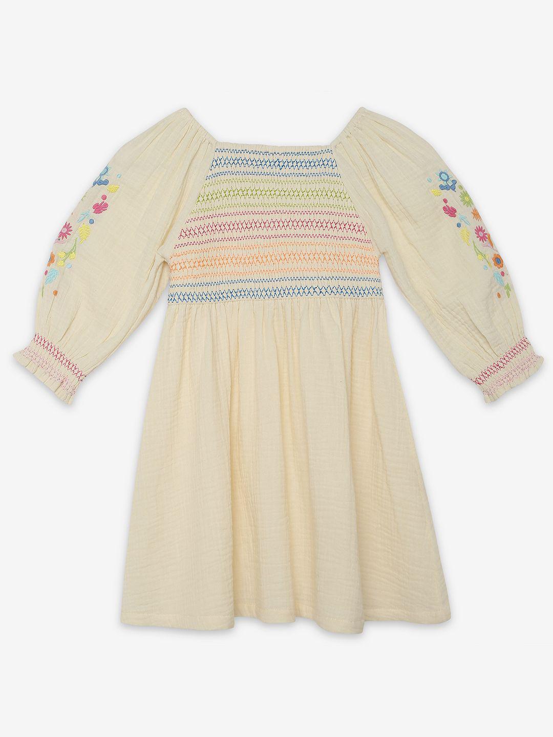 Buy Ed A Mamma Girls Puff Sleeve Smocked Cotton A Line Dress - Dresses ...
