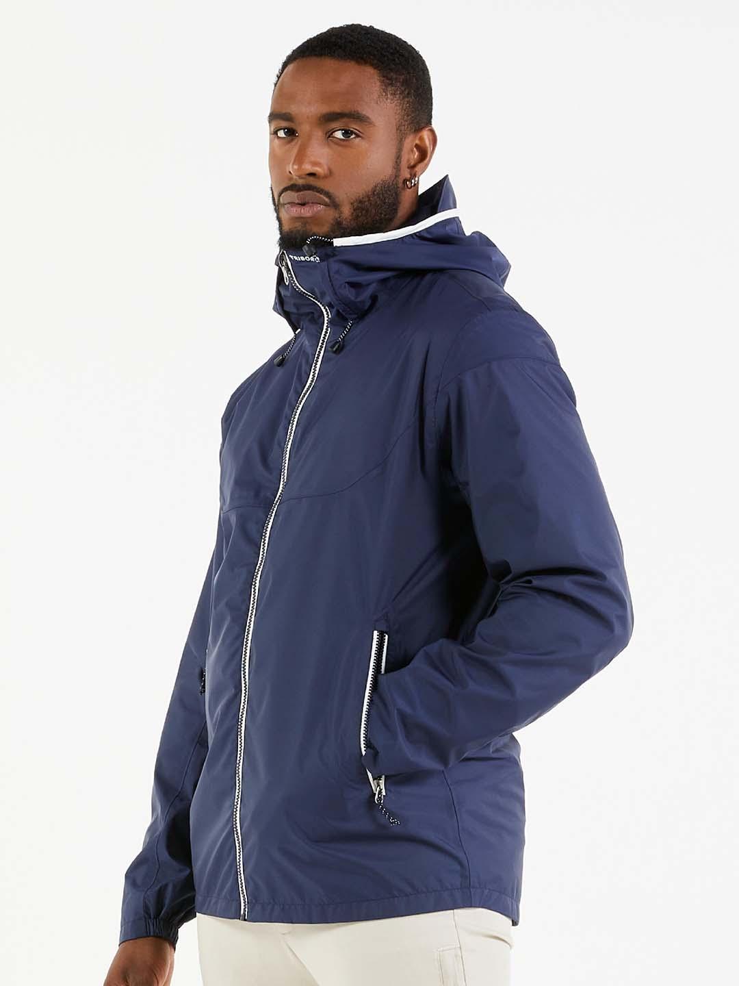 Buy Decathlon TRIBORD Men Navy Blue Full Zip Hooded Waterproof Sailing ...