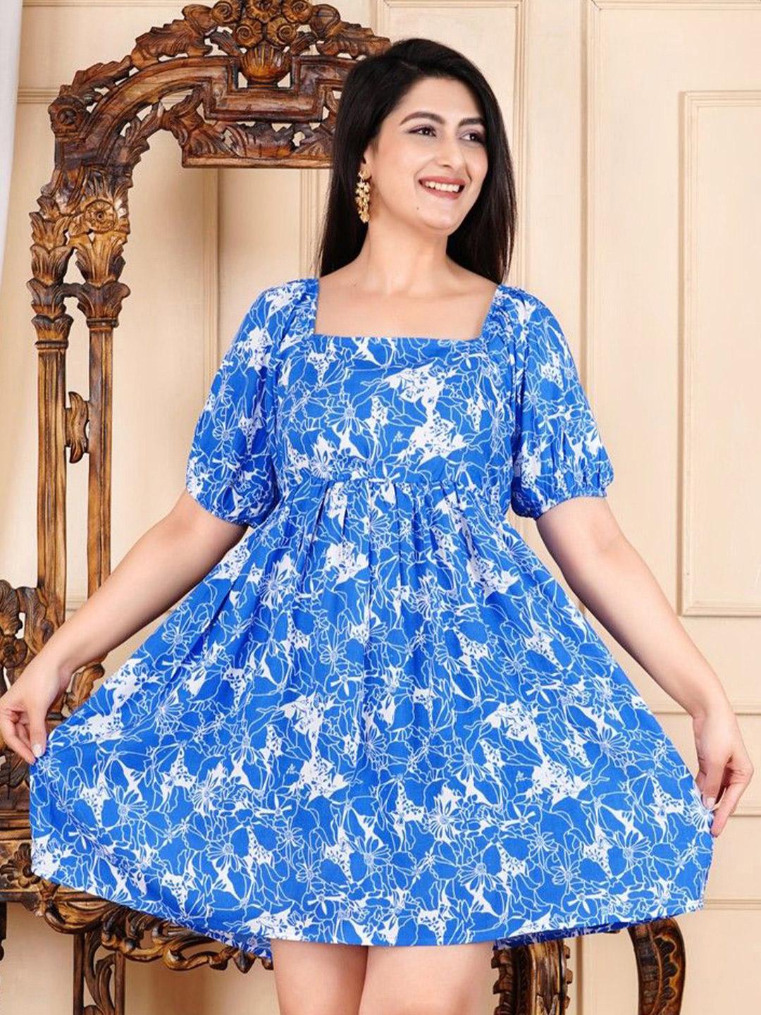 Buy MANOJAVA Women Floral Printed Puff Sleeves Square Neck Top - Tops ...