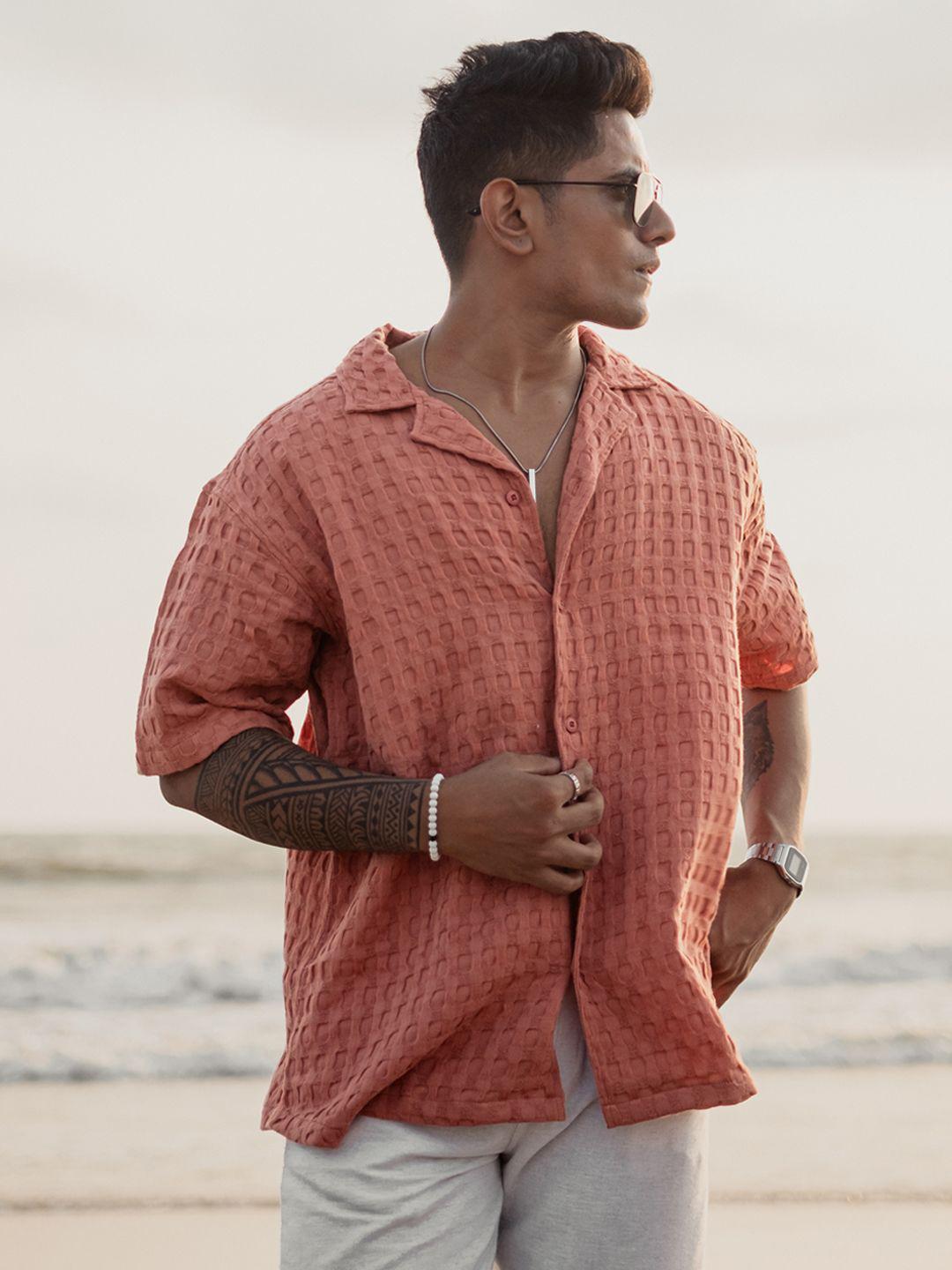 Buy Powerlook Men Pure Cotton Opaque Checked Casual Oversized Shirt ...