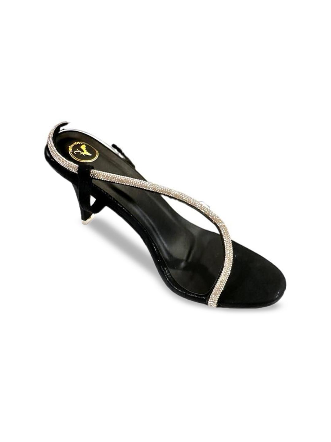 Buy Sana K Luxurious Footwear Embellished Party Kitten Peep Toes ...