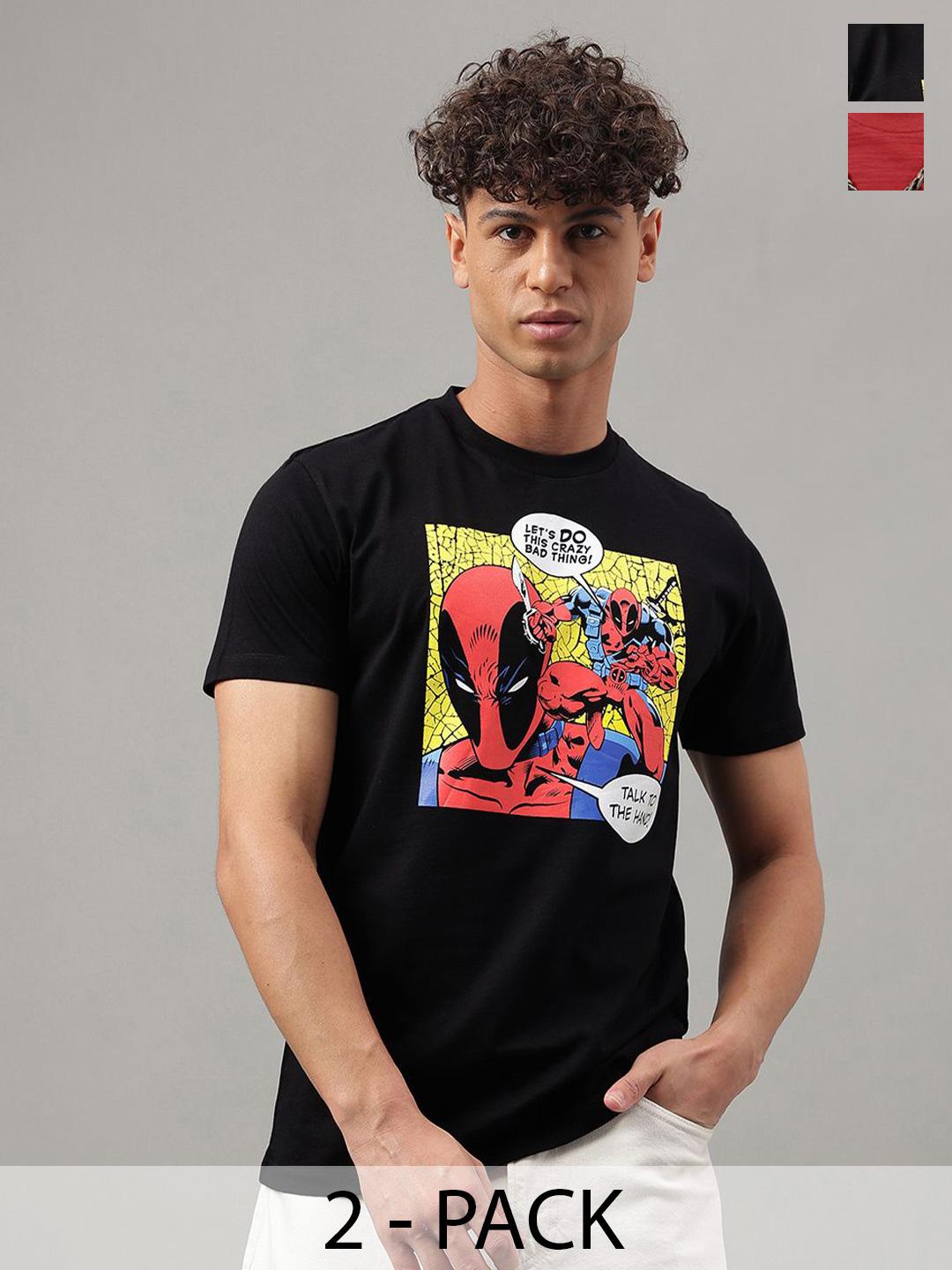 Buy Free Authority Pack Of 2 Avengers Printed Pure Cotton Relaxed Fit T ...