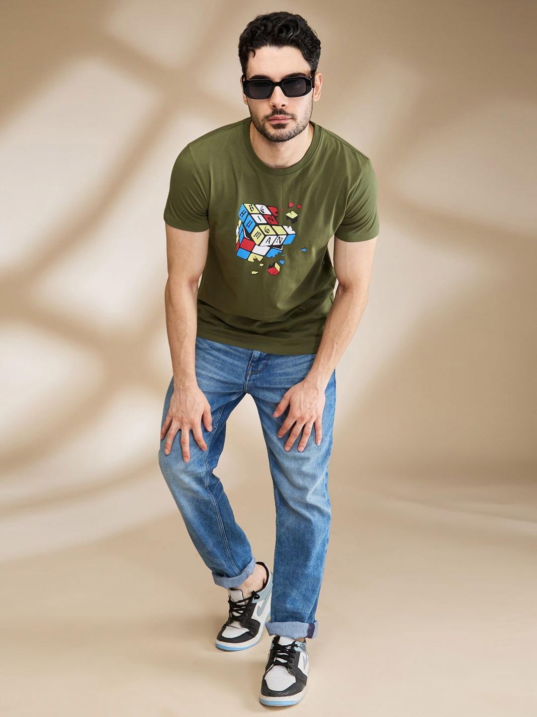 Buy Being Human Men Typography Printed Applique T Shirt - Tshirts for ...