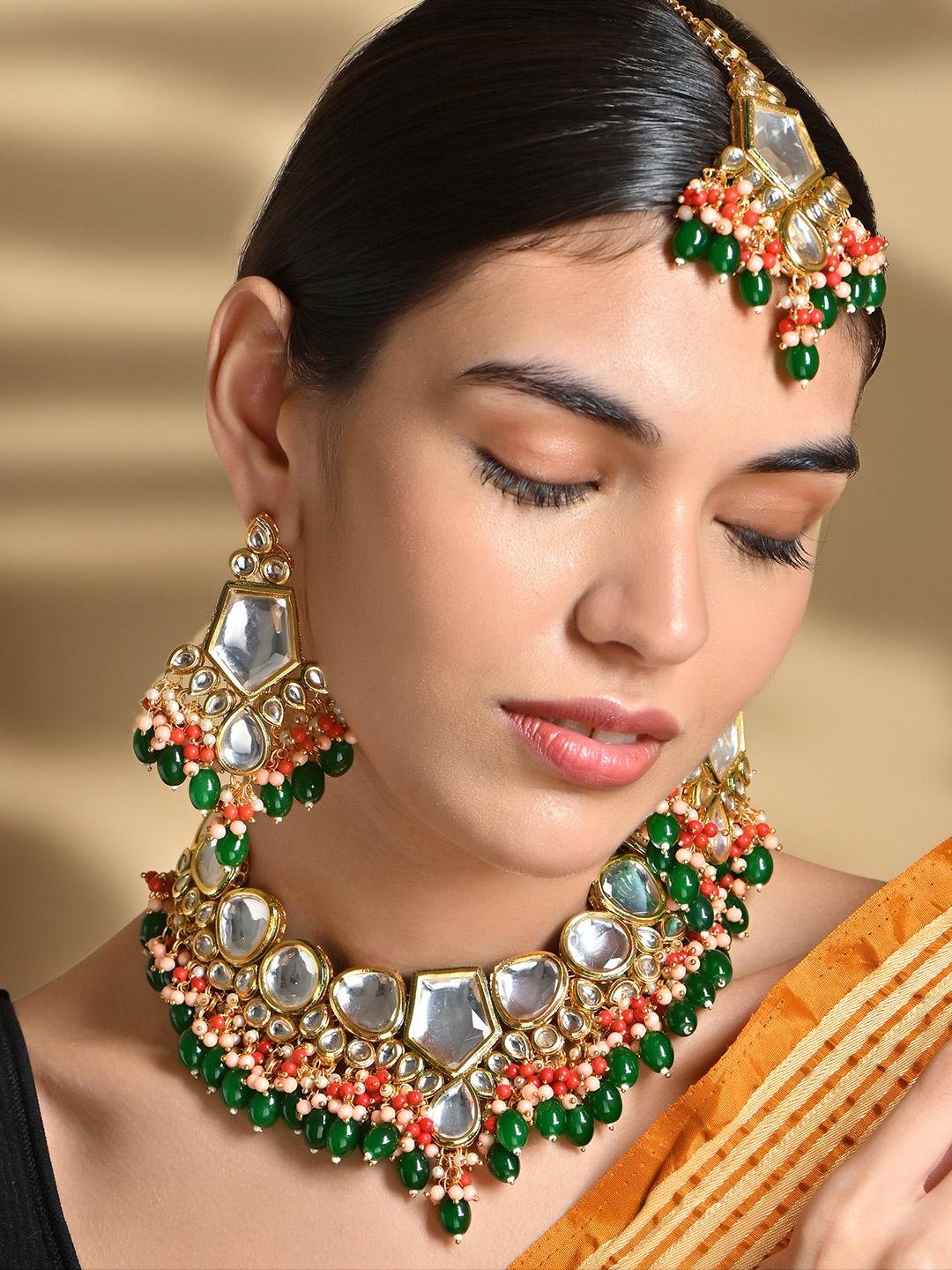 Buy Fida Gold Plated AD Studded & Beaded Jewellery Set - Jewellery Set ...