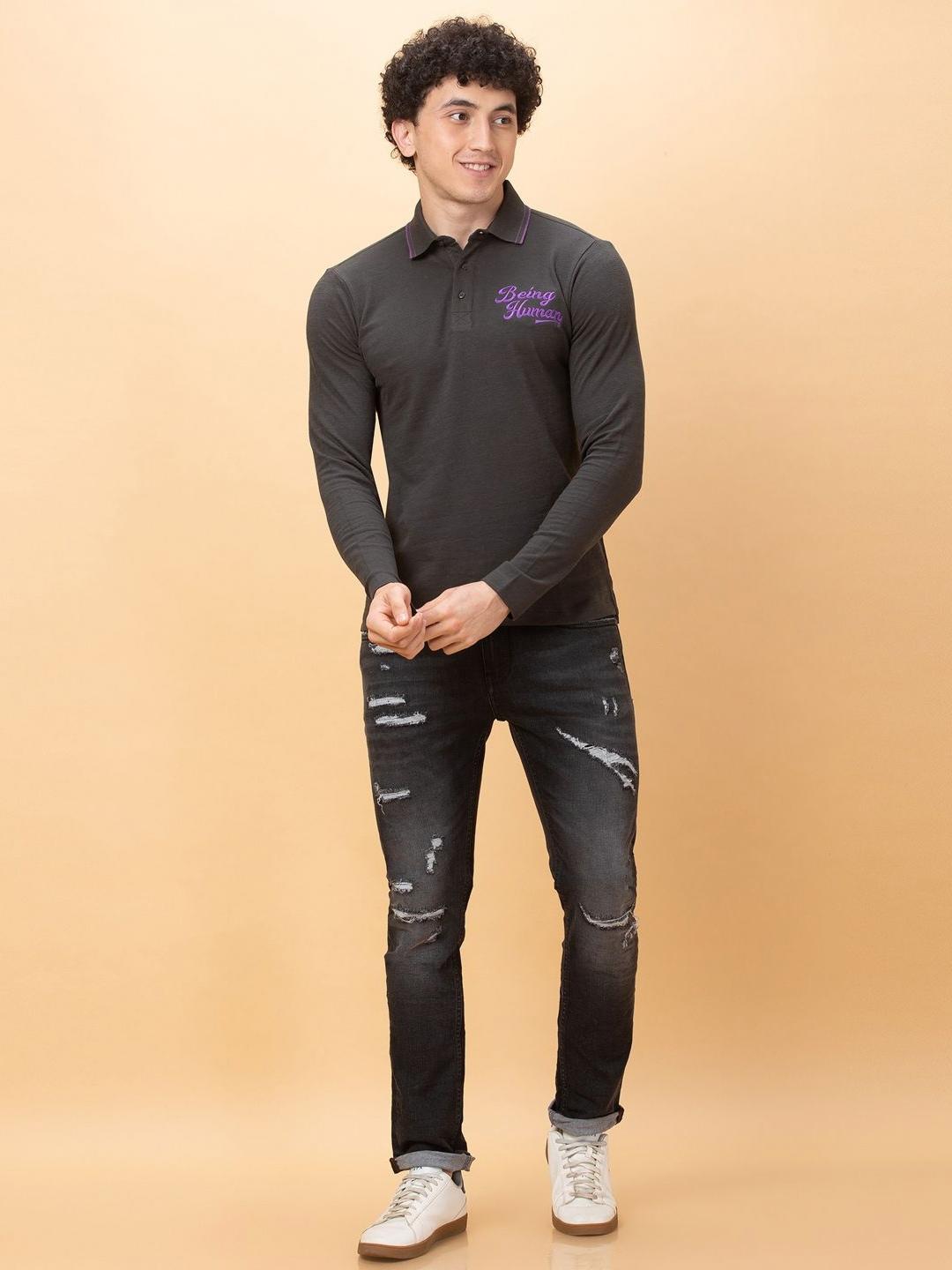 Buy Being Human Men Polo Collar Applique T Shirt - Tshirts for Men ...