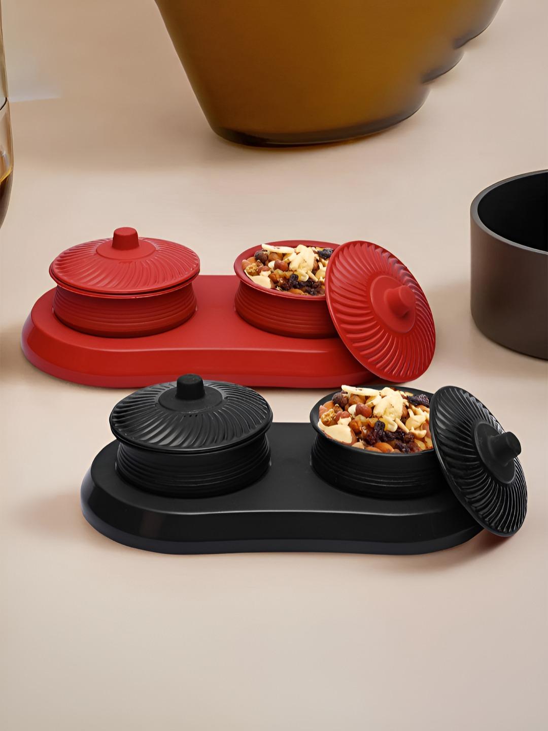 Buy Kuber Industries Matuki Red Plastic 2 Piece Screw Top Canister ...