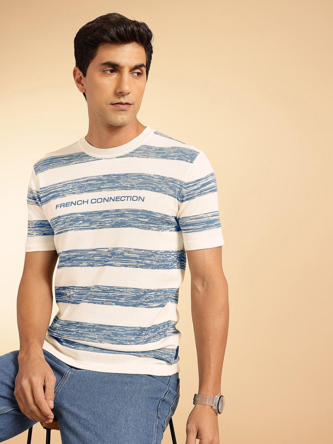 Buy French Connection Striped Pure Cotton Casual T Shirt - Tshirts for ...