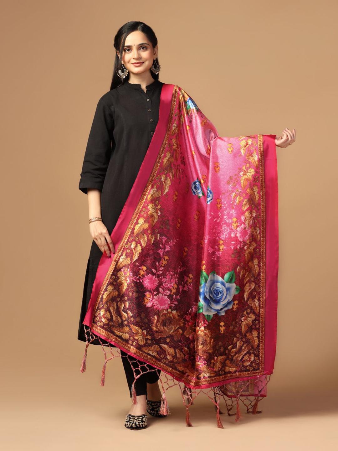 Buy Kaizen TEXO FAB Ethnic Motifs Printed Silk Dupatta - Dupatta for ...