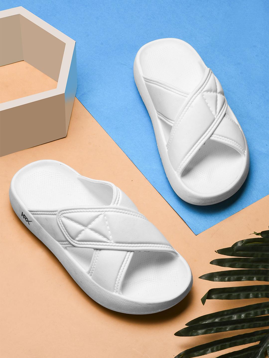 Buy HRX By Hrithik Roshan Men White Rubber Clogs - Flip Flops for Men ...