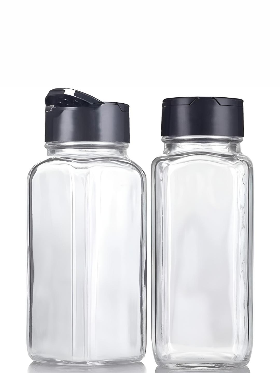 Buy Tyche Enterprises Transparent Solid Glass Dishwasher Safe 2 Piece Flip Top Spice Cellar Set ...