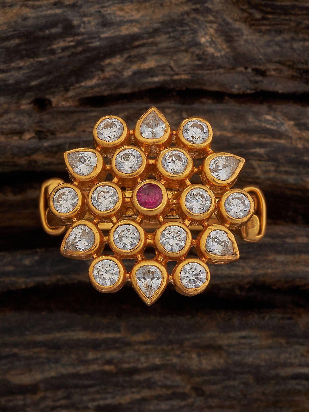 Buy Kushal's Fashion Jewellery 92.5 Pure Silver Gold Plated Stone ...