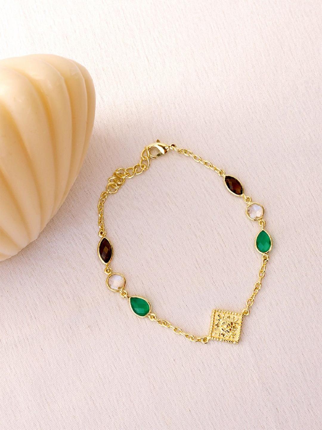 Buy Perfectly Average Women 18k Gold Plated Multi Gemstone Bracelet ...