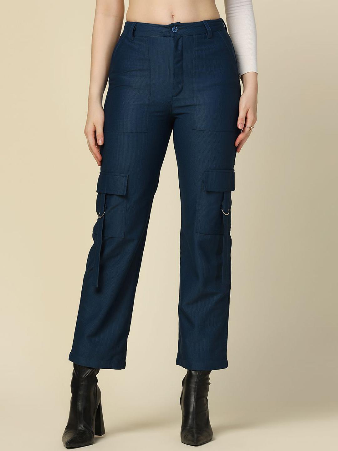 Buy TAHVO Women Smart High Rise Cargos Trousers - Trousers for Women ...