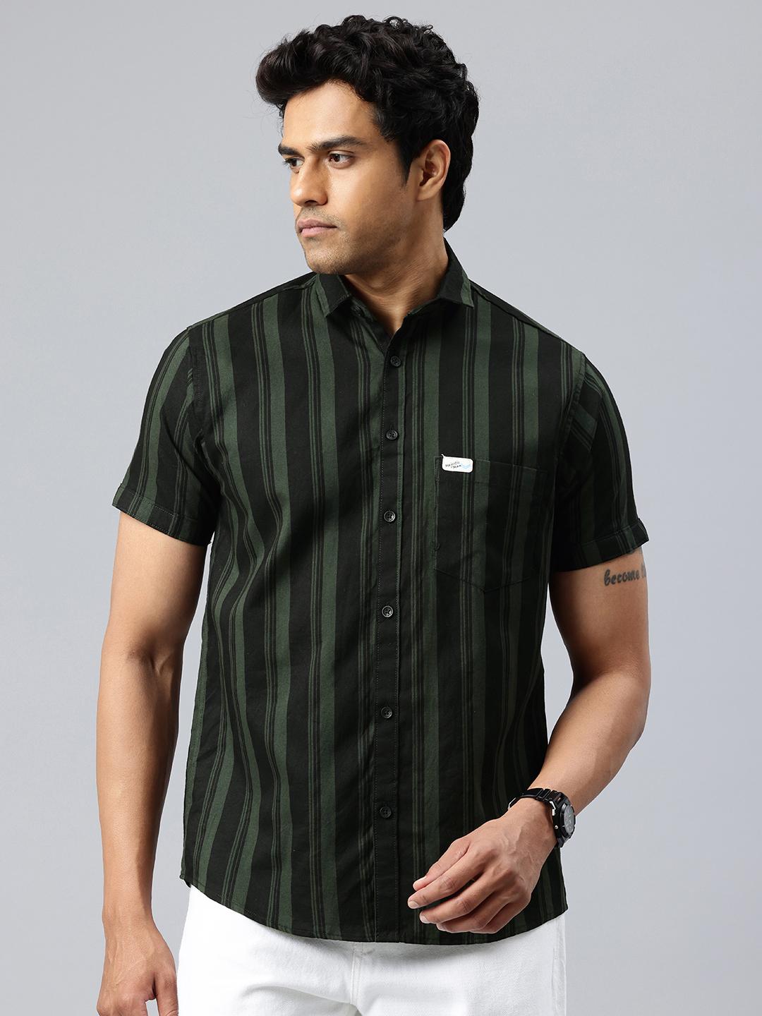 Buy Majestic Man Men Classic Slim Fit Striped Pure Cotton Casual Shirt ...