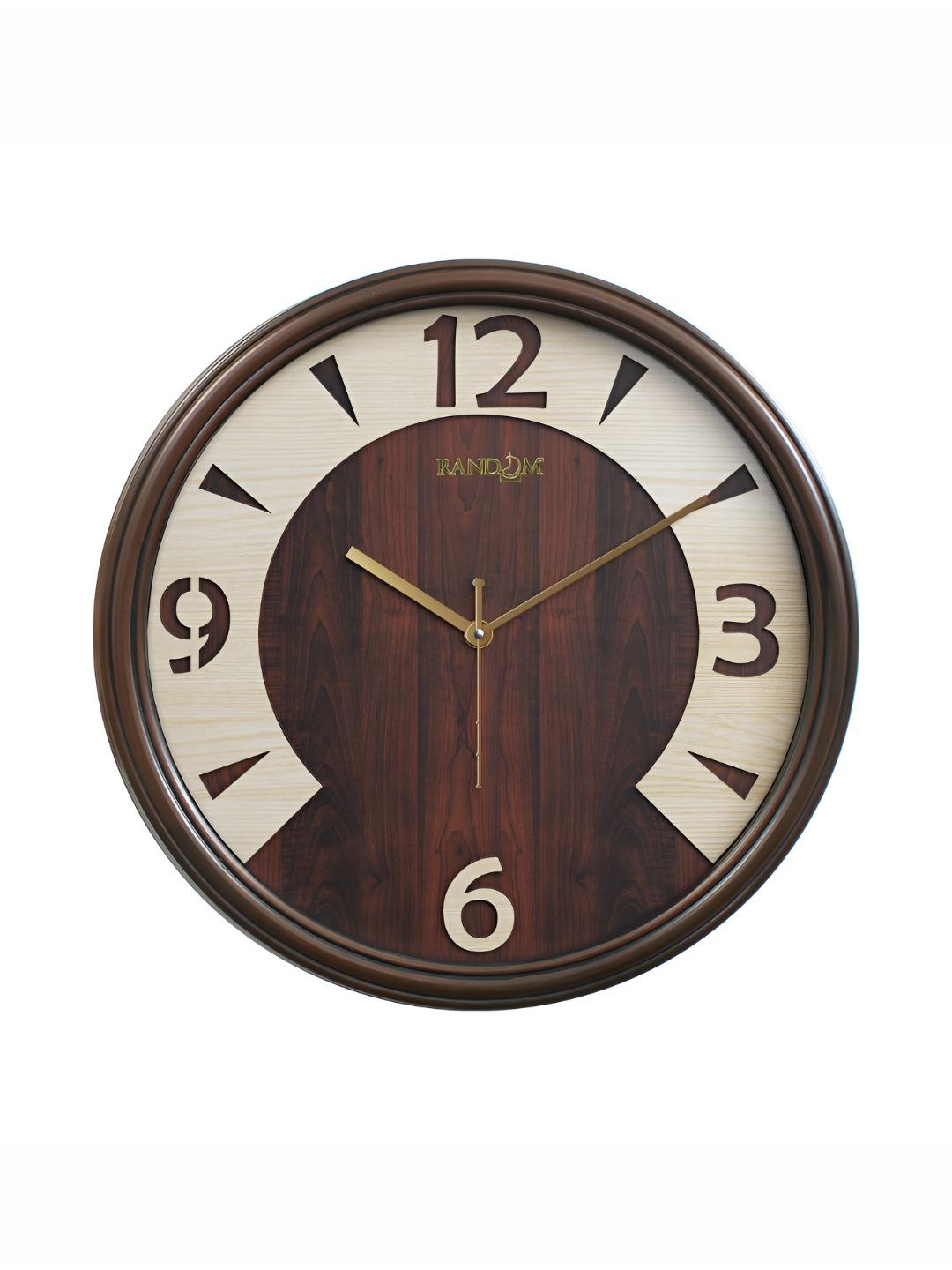 Buy RANDOM Brown & Cream Printed Analogue Traditional Wall Clock ...
