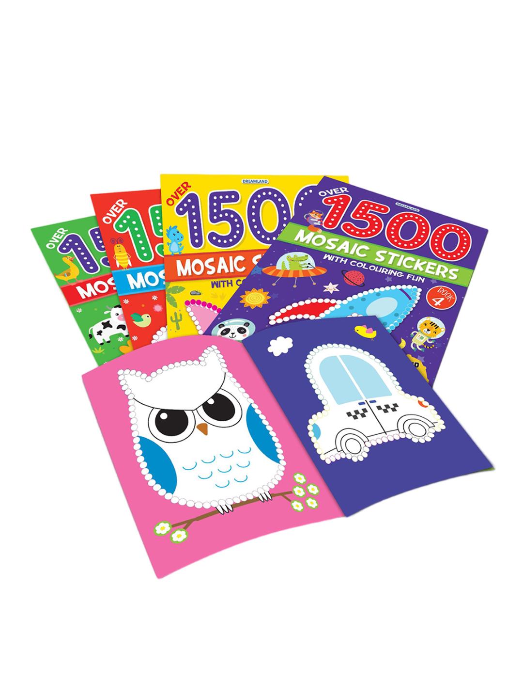 Buy Dreamland Kids Set Of 4 1500 Mosaic Stickers Colouring Book ...