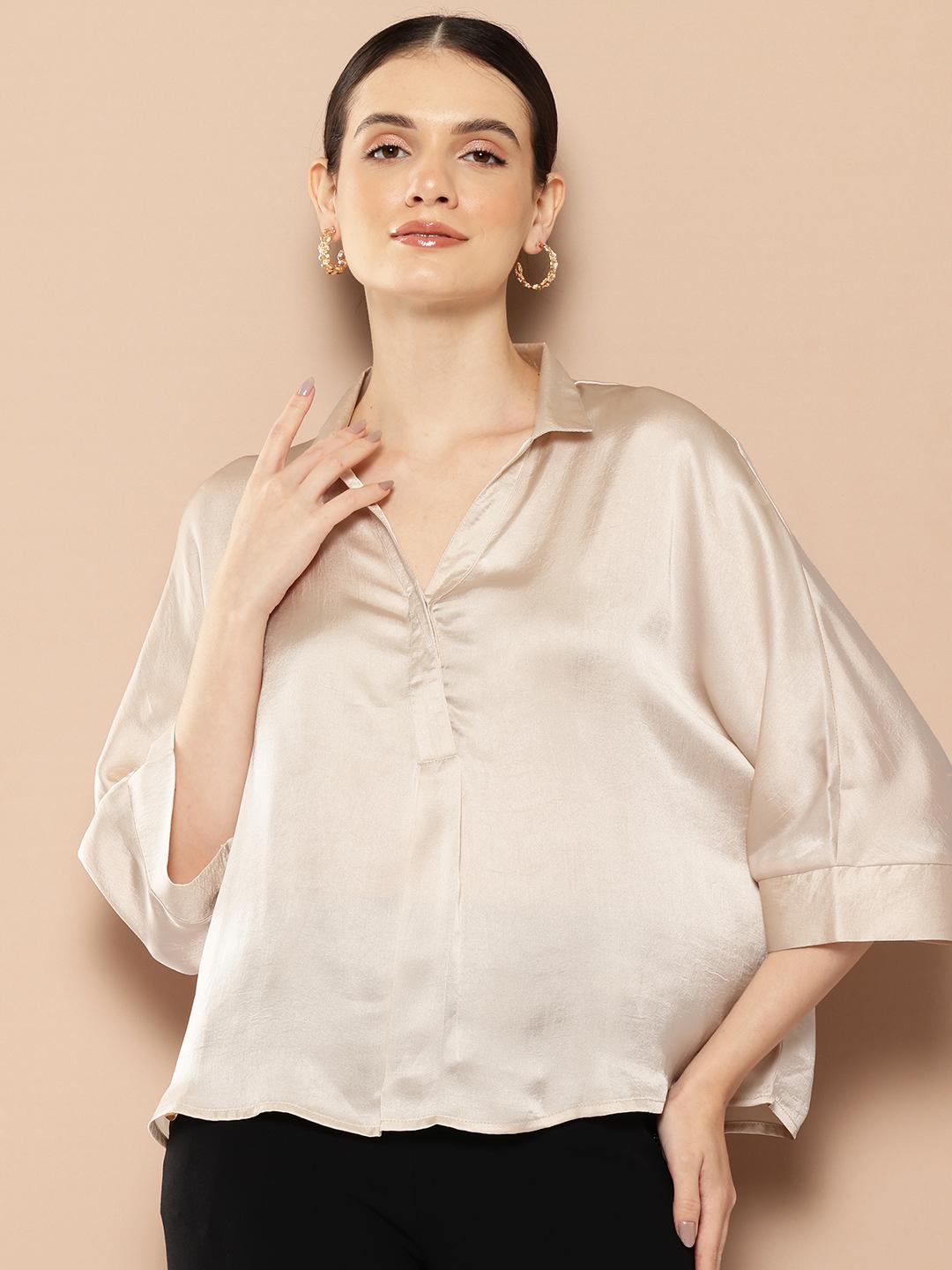 Buy Her By Invictus Women Solid Extended Sleeves Shirt Style Top - Tops ...