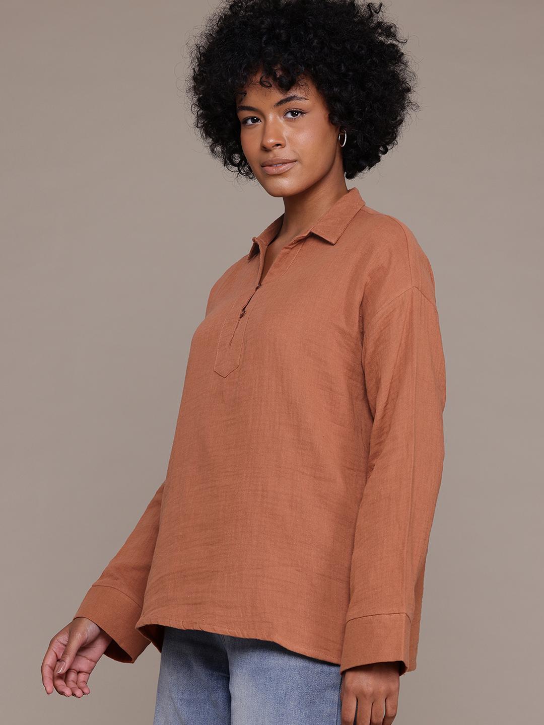 Buy The Roadster Lifestyle Co. Spread Collar Drop Shoulder Casual Shirt ...