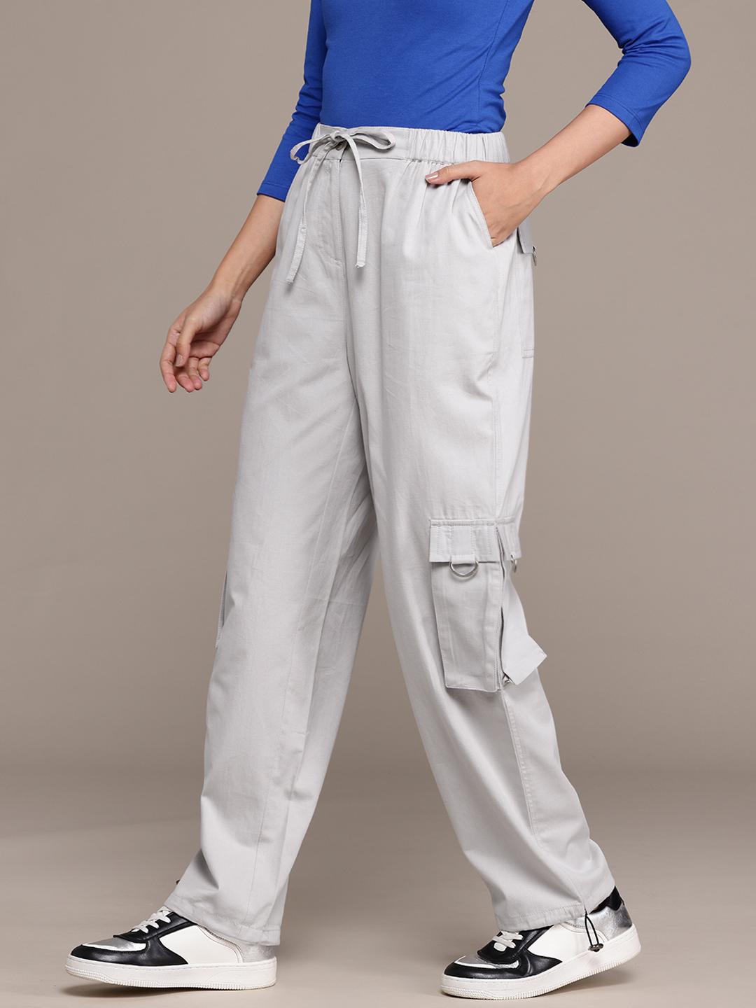 Buy Roadster Women High Rise Cargos Baggy Trousers - Trousers for Women ...