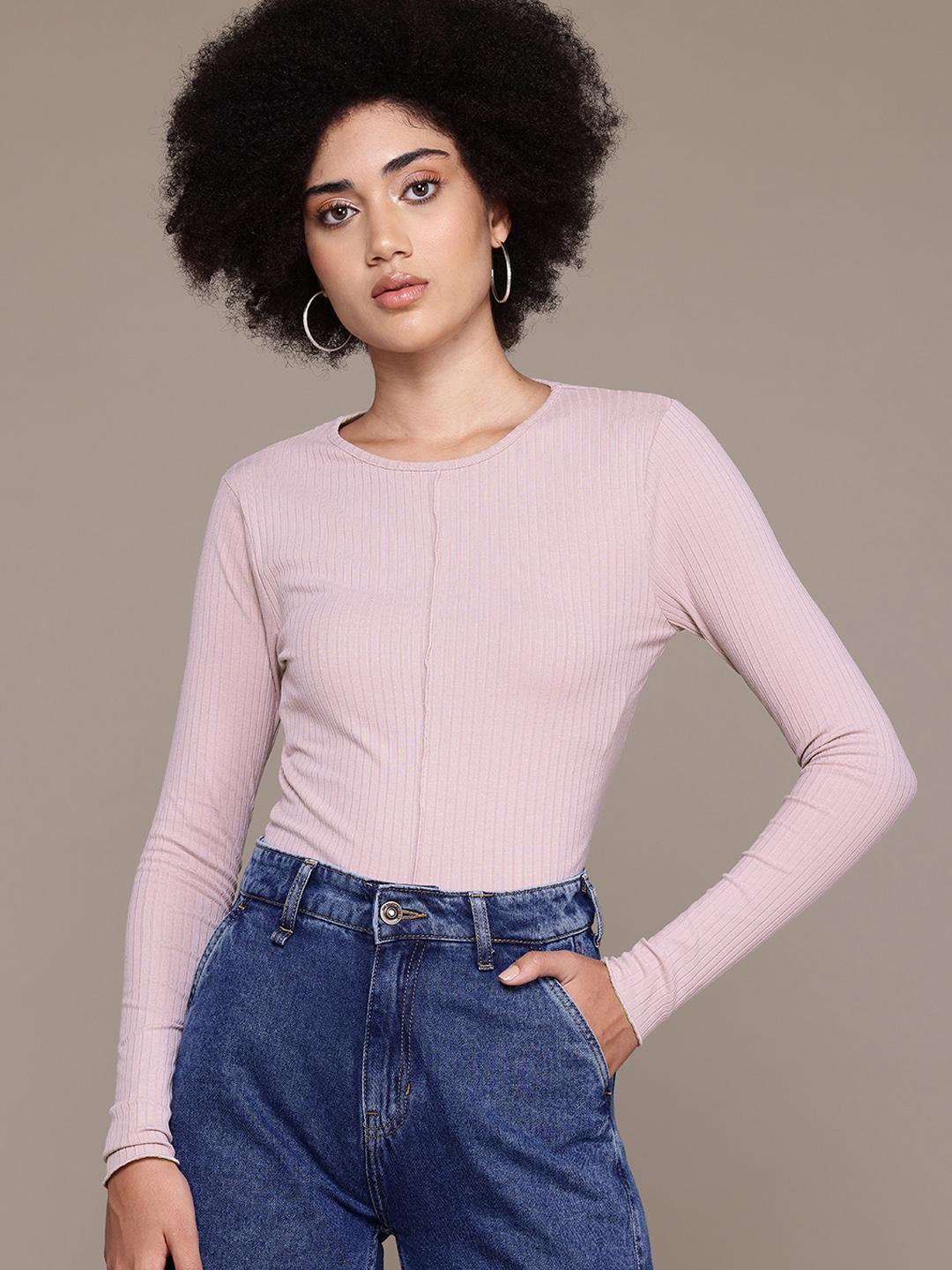 Buy The Roadster Lifestyle Co. Full Sleeves Ribbed Top - Tops for Women ...