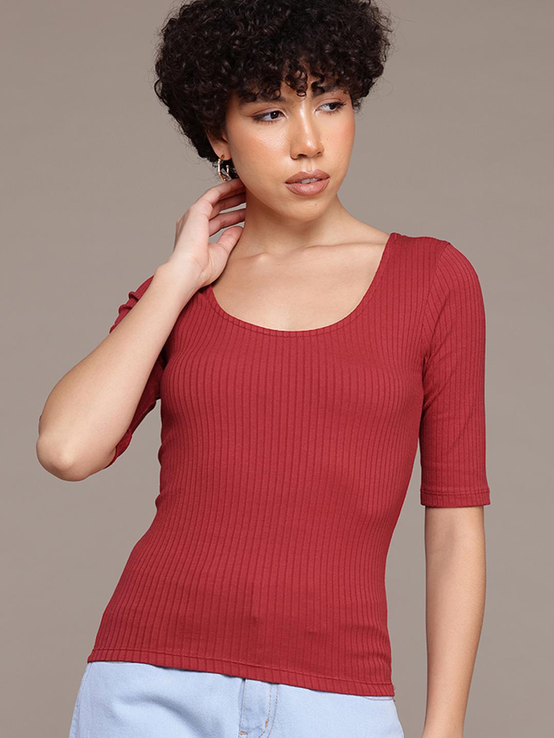 Buy The Roadster Lifestyle Co. Ribbed Fitted Top - Tops for Women ...