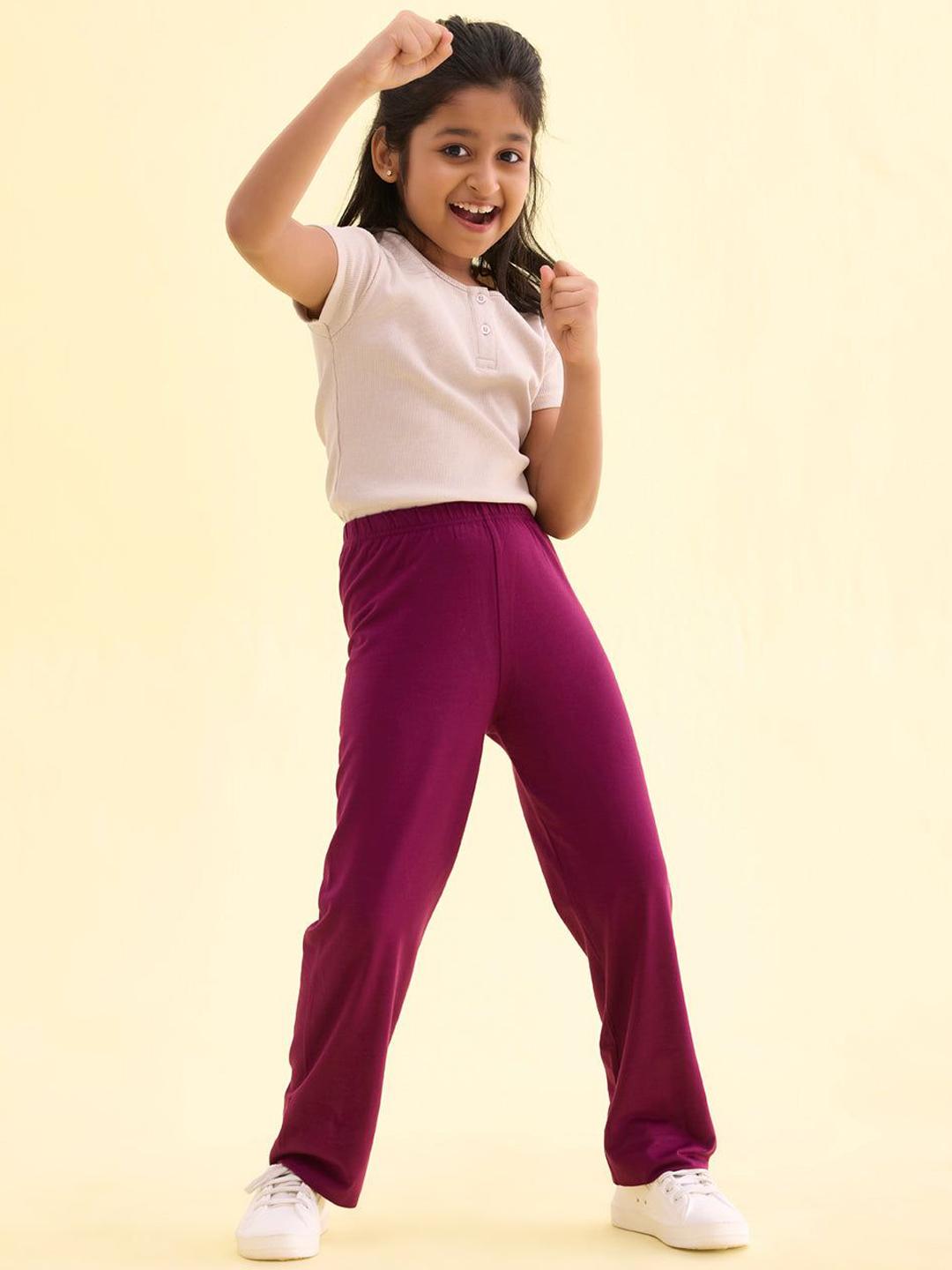 Buy Go Colors Girls Regular Fit Mid Rise Track Pants - Track Pants for ...