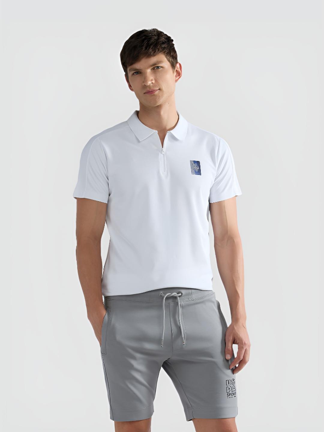 Buy U.S. Polo Assn. Men Brand Logo Applique Polo Collar Slim Fit T ...