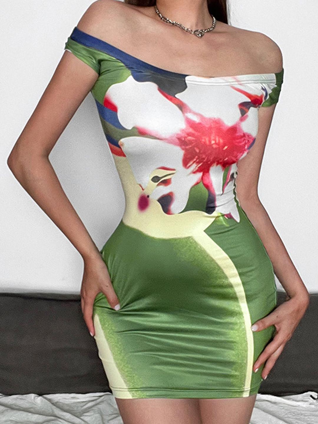 Buy LULU & SKY Floral Printed Off Shoulder Bodycon Mini Dress - Dresses ...