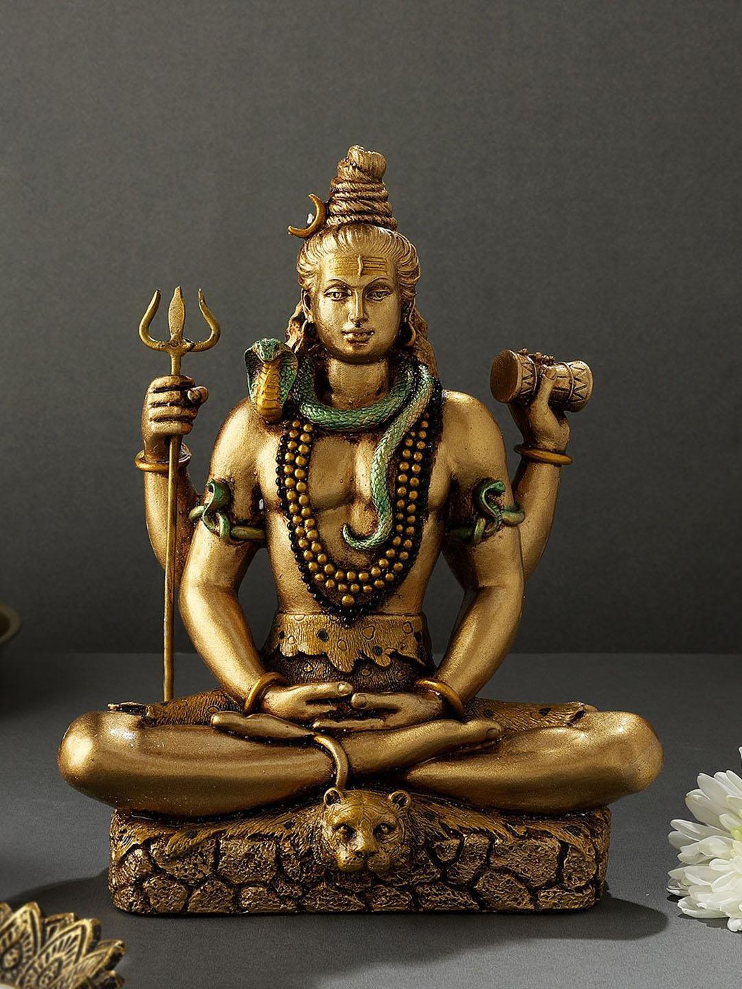 Buy IGP Lord Shiva Gold Resin Matte Prayer Room Hand Painted Small ...