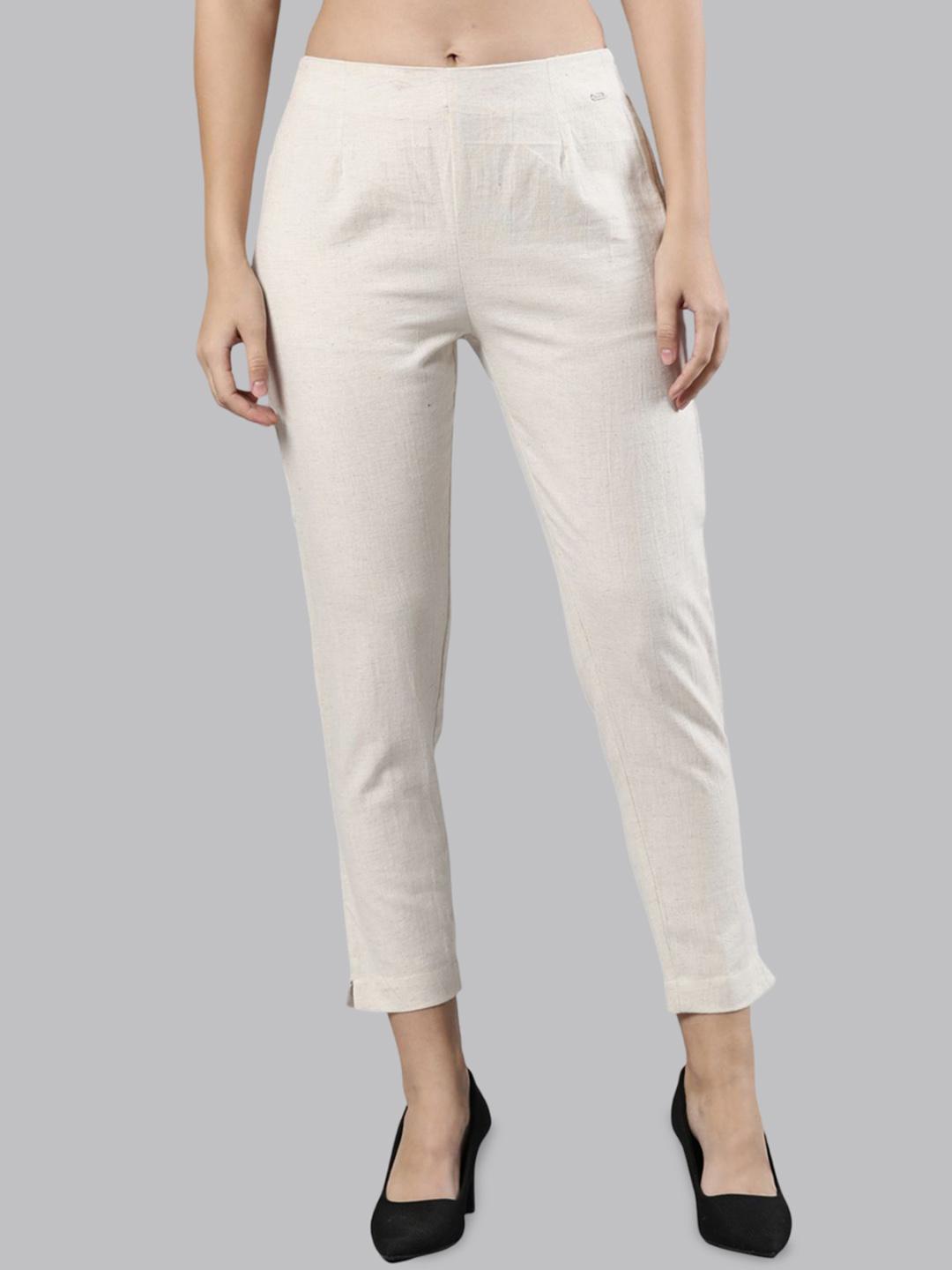 Buy Femmora Women Comfort Straight Fit Mid Rise Flat Front Trousers ...