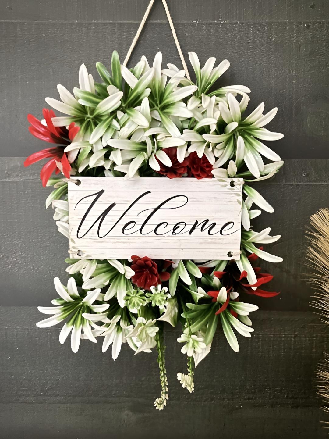 Buy Akaar White & Green Welcome Signage Wall Hanging - Wall Decor for ...