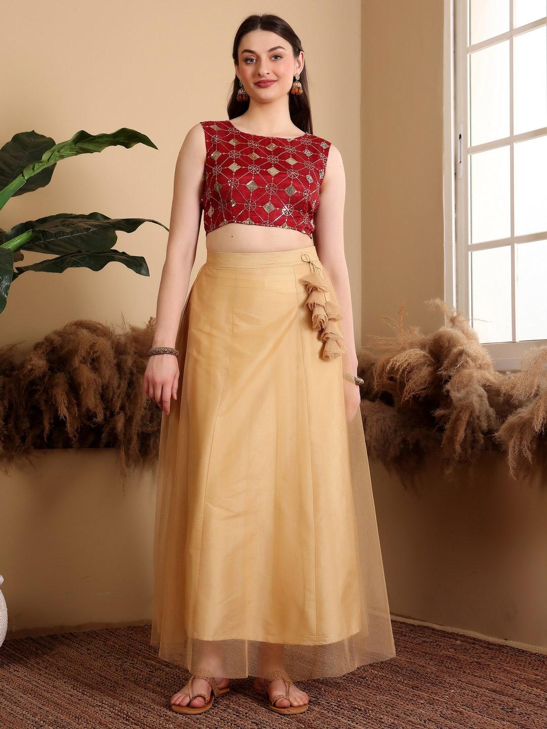 Buy Frolic Rolic Bling Net Blouse & Skirt Set - Lehenga Choli for Women ...