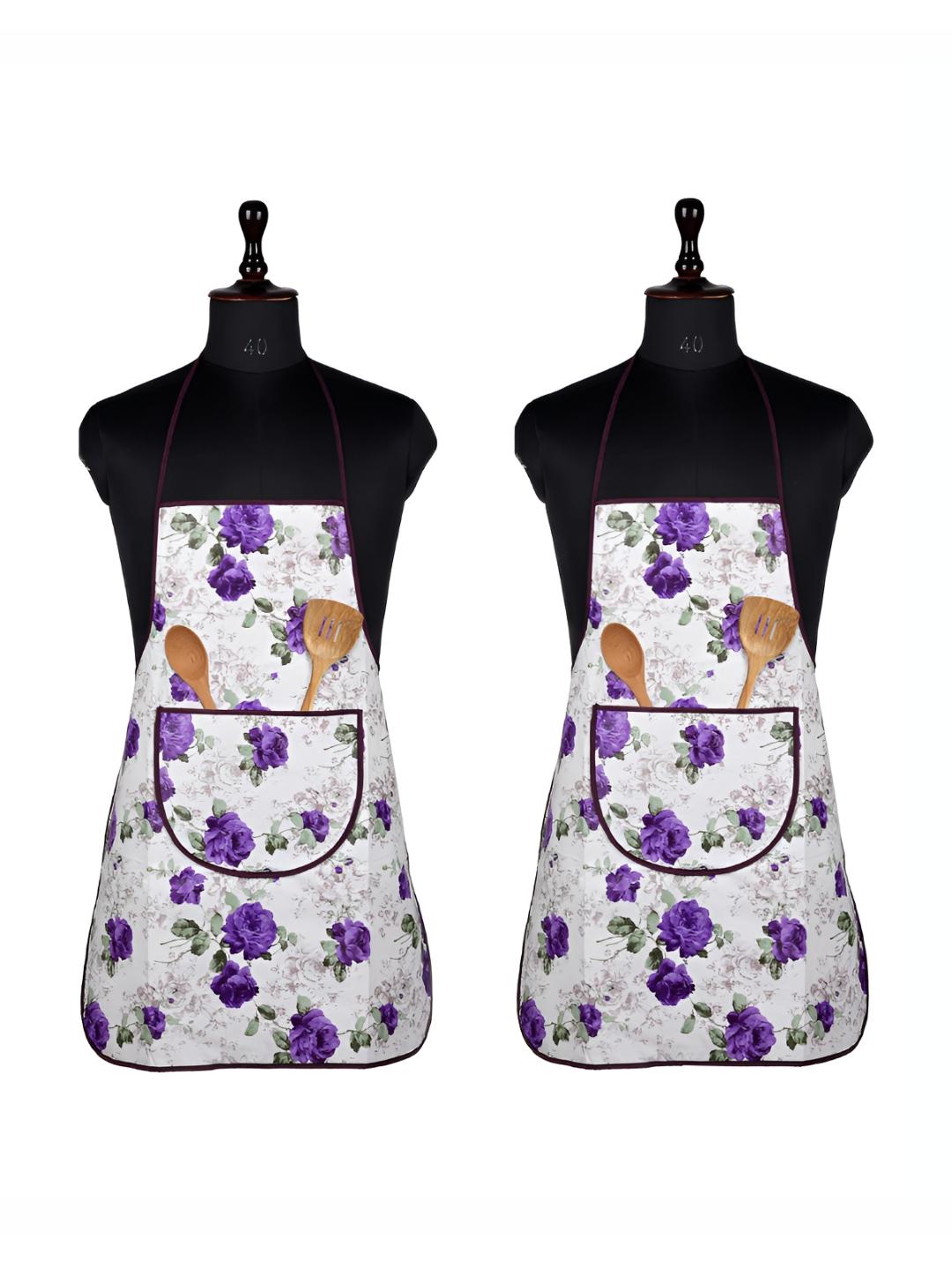 Buy Kuber Industries White & Purple 2 Pieces Printed Waterproof Kitchen ...