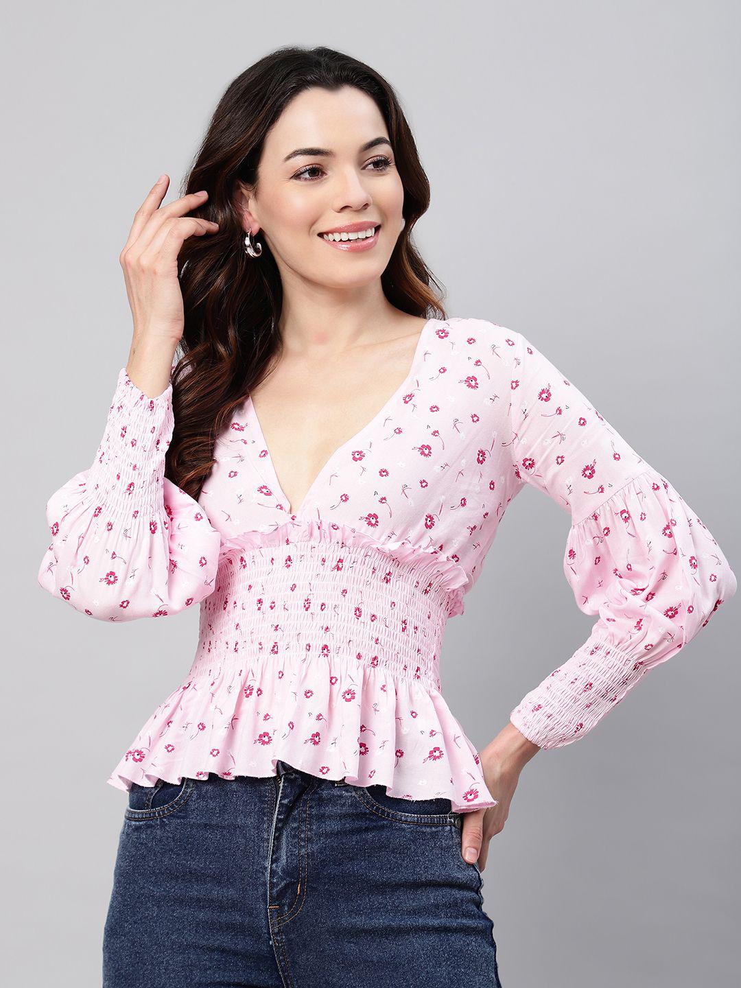 Buy FLAMBOYANT Women Floral Print Puff Sleeve Wrap Top - Tops for Women ...